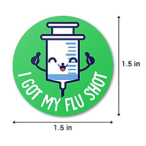 300 I Got My Flu Shot Stickers - 1.5 inch Round Circle Dots I Got Flu Shot Stickers - Vaccine Immunization Season Stickers - Green - 1 Roll of 300 Vaccine Stickers