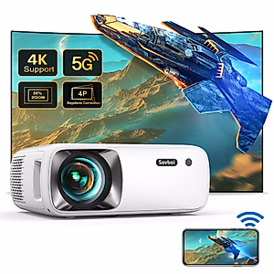 5G WiFi Outdoor Bluetooth Projector 4K Supported: 15000L 460 ANSI Native 1080P Projector, 4D/4P Keystone 400'' & 50% Zoom Sovboi Mini Movie Projector, Soi-Smart System Portable Projector for Phone/PC