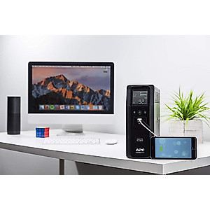 APC Sine Wave UPS Battery Backup & Surge Protector, 1000VA, APC Back-UPS Pro (BR1000MS) Bundle Including 16GB DataTraveler