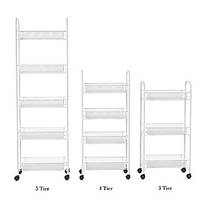 Lavish Home 3-Tiered Narrow Rolling Storage Shelves - Mobile Space Saving Utility Organizer Cart for Kitchen, Bathroom, Laundry, Garage or Office