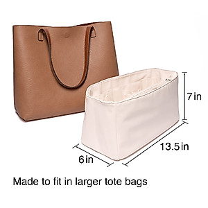 Vegan Leather Tote Bag Organizer Insert with Laptop Compartment | Bag Organizer for Tote with Many Pockets to Keep Everything in Place | Laptop Bag Organizer Insert for Work, Travel, College, More