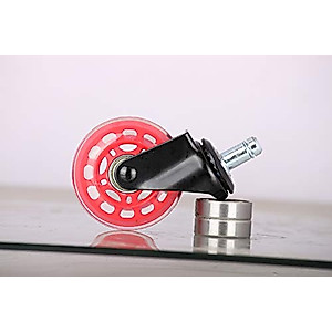 LPHY Office Chair Wheels (Set of 5) - 2.5'' Smooth Rolling Heavy Duty Casters - Safe for All Floors Including Hardwood - Universal Stem 7/16 Inch, Pink