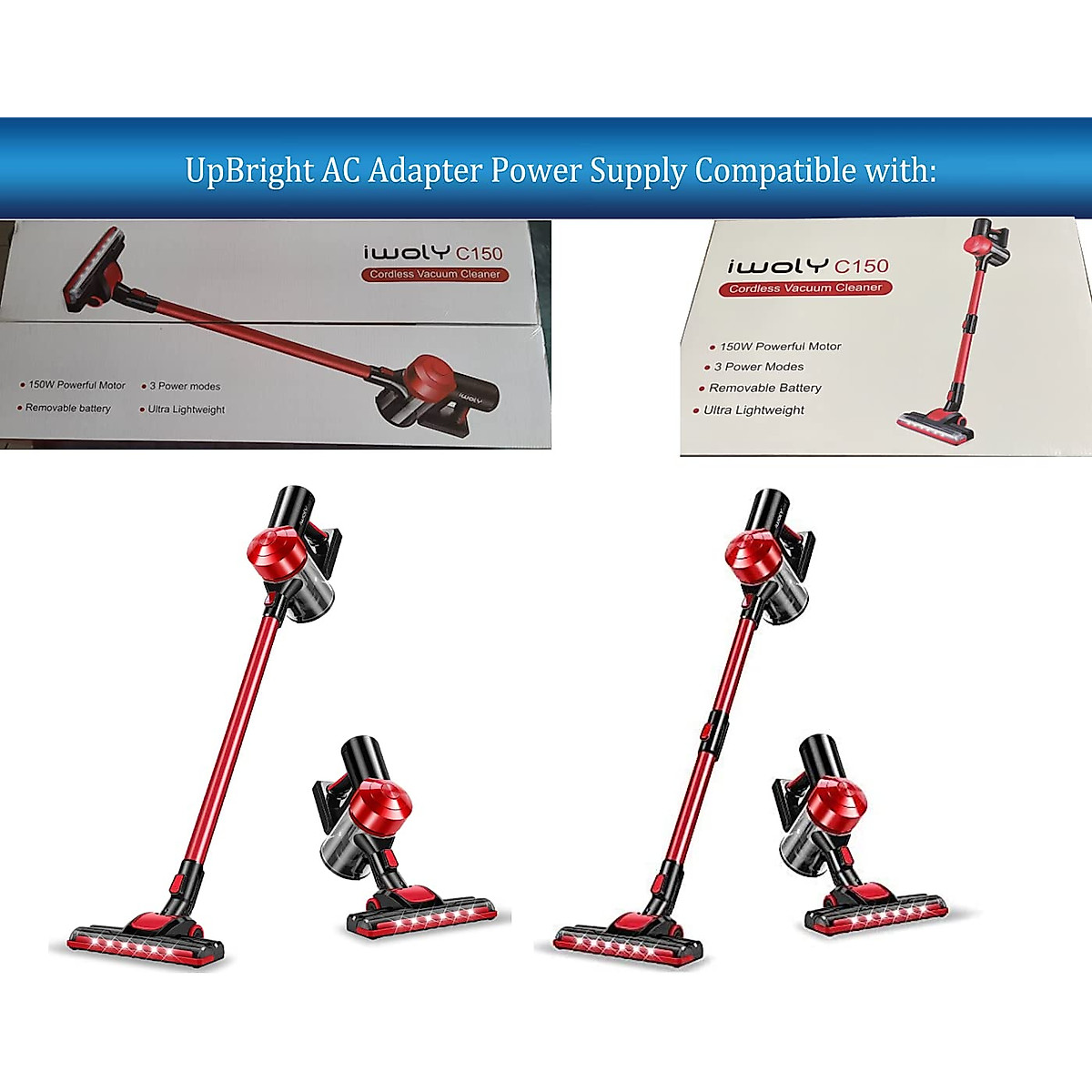 UpBright 26V AC/DC Adapter Compatible with iwoly C150 D300 22.2V 2200mAh Li-ion Battery Handheld Cordless Stick Vacuum Cleaner Model RSS1002-130260-W2J 26VDC 500mA 0.5A Power Supply Cord Charger PSU