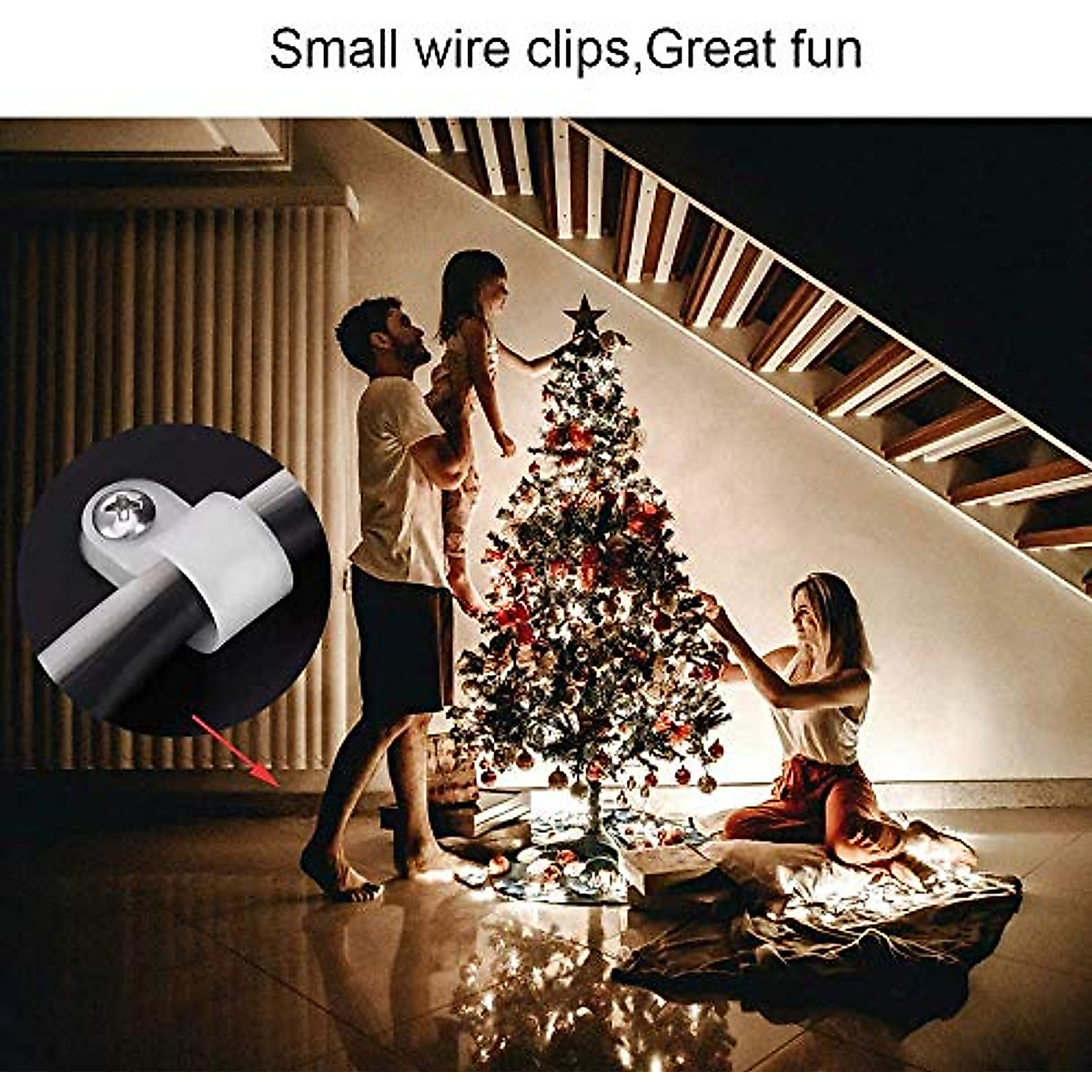 50 Pack 1/2 inch Rope Light P-Style Mounting Clips with Stainless Steel Screws, Cable Clip Wire Clamp for Wire Management