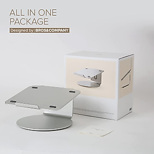 POUT Eyes 4 Metal Laptop Stand with 360 Rotating Base & Built-in Cable Ring — Ergonomic Aluminum Computer Riser for Laptop 10 to 17 Inches — for Apple Mac MacBook Air Pro HP LG Dell Sony