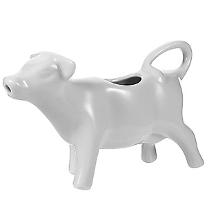 Angoily Ceramic Creamer Coffee Milk Creamer Pitcher Animal Cow Shaped Serving Pitcher Sauce Pitcher Milk Creamer Jug for Kitchen,1PCS