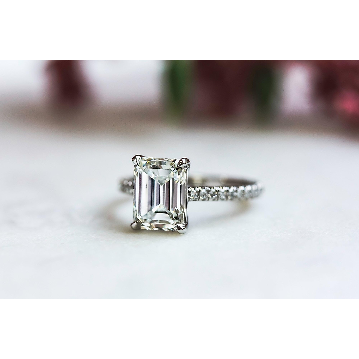 Kobelli Emerald-cut Moissanite Engagement Ring 2 7/8 CTW 14k White Gold, 7