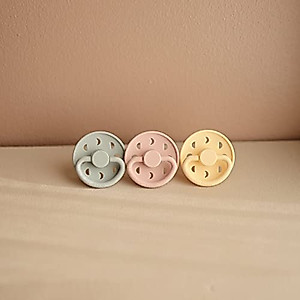 FRIGG Moon Natural Rubber Baby Pacifier | Made in Denmark | BPA-Free (Sage/Portobello, 6-18 Months) 2-Pack