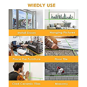 RONGPRO Self Leveling Laser Level, 50ft/15m Cross Line Laser level Laser Line leveler Beam Tool for Construction Picture Hanging Wall Writing Painting, Magnetic Mount Base and Carrying Pouch