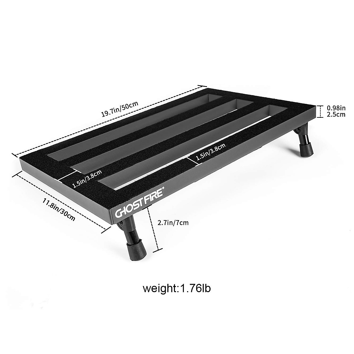Ghost Fire Guitar Pedal Board Aluminum Alloy 1.76lb Super light Effect Pedalboard 19.8''x11.5'' with Carry Bag,SPL-04