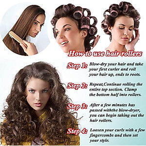 Jumbo Hair Rollers, 36 Packs Large Rollers For Hair, Self Grip Salon Hairdressing Curlers, Hair Curlers Sets, DIY Curly Hairstyle, Colors May Vary, (12xJumbo+12xLarge+12xSmall)