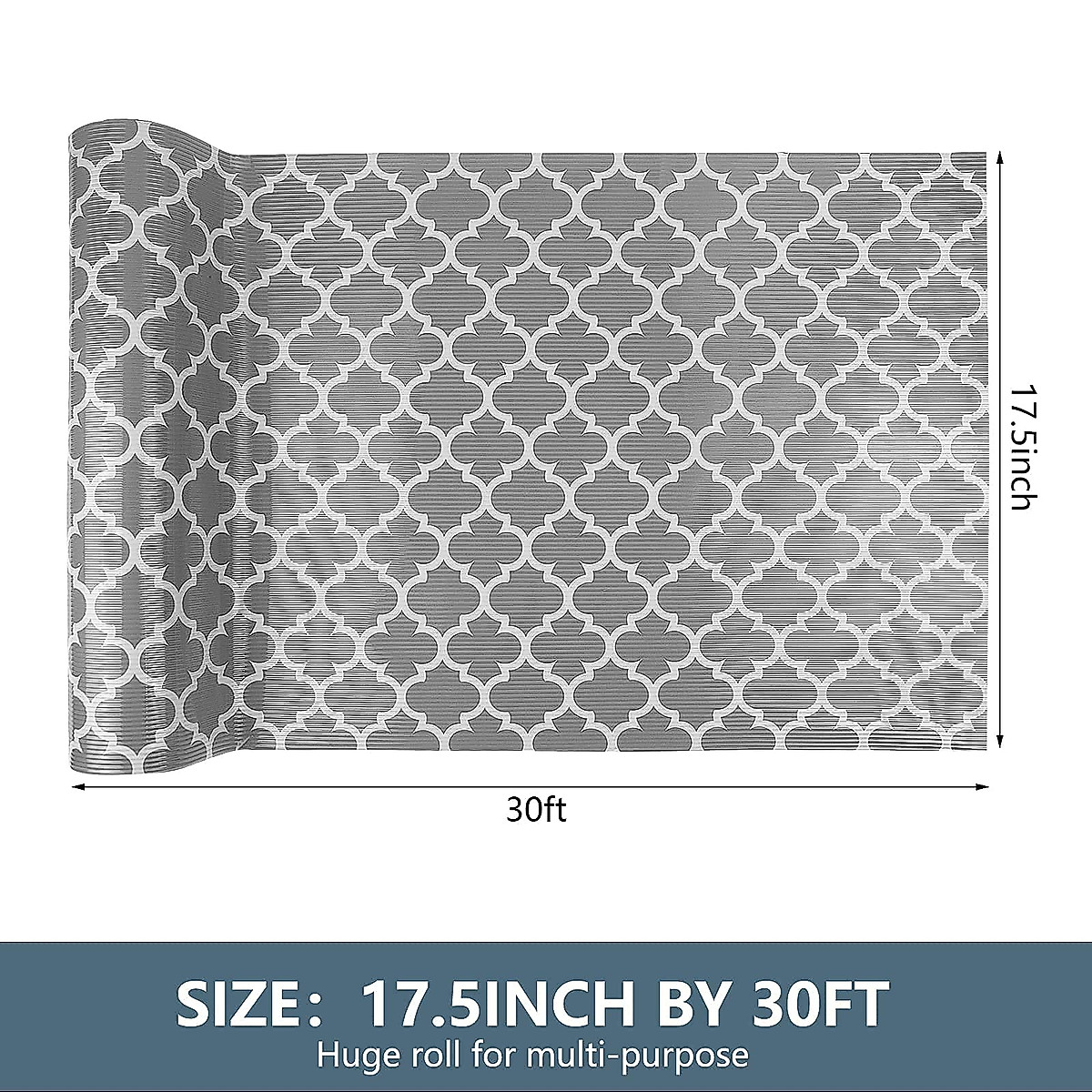 Ganan Grey Shelf Liner 12inch by 30ft Plus 17.5inch by 30ft (2 roll)