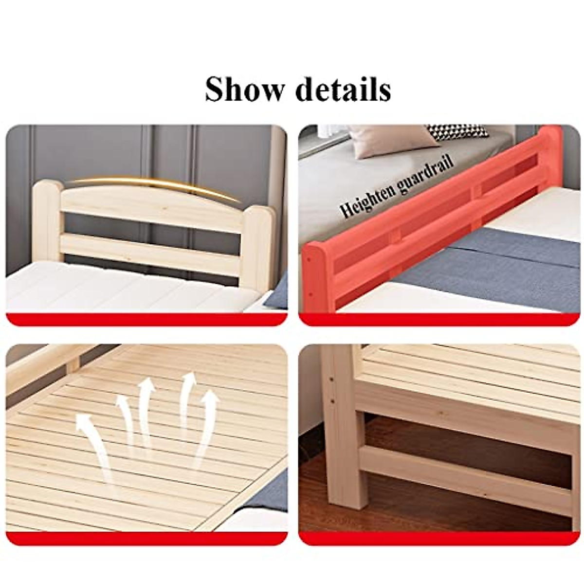 Bed Sleeper, Solid Wood Children Bed Frame, Wooden Bed Bedside Sleeper Suitable for Children and Teens, Easy to Assemble (Color : Style 2, Size : 180x70x40cm)