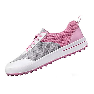 Ladies Breathable Spikeless Golf Shoes for Women, Lightweight Mesh Casual Walking Sneakers Shoes Pink