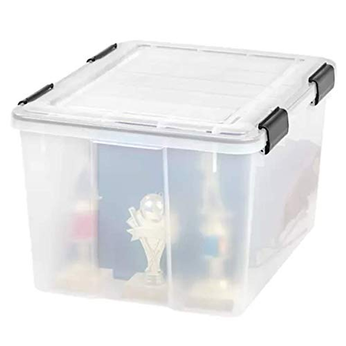 IRIS USA 46 QT Weathertight Gasket Storage Box with Buckles, Clear, 4 Pack