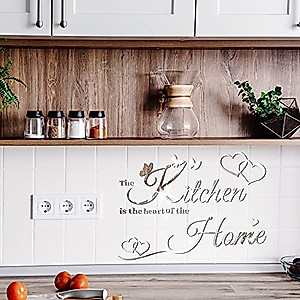 3D Acrylic Mirror Wall Decals Kitchen Butterfly Mirror Stickers Home Letters Decor Heart Quotes Wall Stickers Removable Wall Decals Motivational Wall Decoration for Kitchen Home Dorm (Silver)