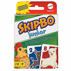 Mattel Games Skip Bo Junior Card Game in with 2 Levels of Play, 112 Cards, Sequencing Entertainment for 2 to 4 Players Ages 5 Years & Older