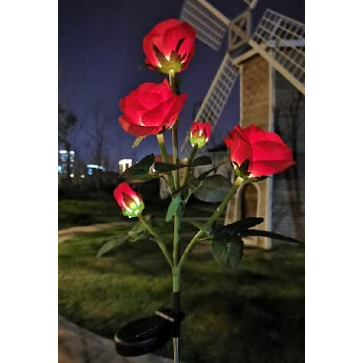 Red 2 Pack, Solar Garden Lights Decorative, 10 Rose Lights Flowers LED for Garden Yard Patio Pathway Lighting, Decorative Flower lamp, Rainproof(Red)