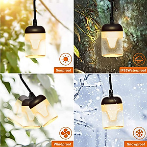 DREAMARK String Lights Indoor Outdoor 52 FT Weatherproof LED Bulbs Strings with 8 Lighting Model 16 Warm White Shatterproof Bulbs for Patio Garden Bistro Wedding Backyard Festival Decoration