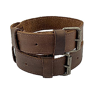 Hide & Drink, Set of 2 Rustic Bicycle Ankle Bands, Brass Metal Buckle, Adjustable Straps for Legs, Classic Vintage Gifts for Cyclists, Full Grain Leather, Handmade, Bourbon Brown