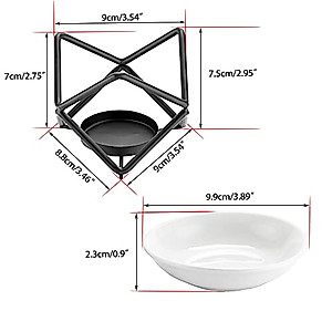 JuxYes Euro Metal Oil Burner Wax Warmer, Delicate Romantic Ceramic Tealight Candle Holder Oil Burner, Fragrance Warmer Aromatherapy Wax Candle Tart Burner Warmer Diffuser for Home Bedroom Décor