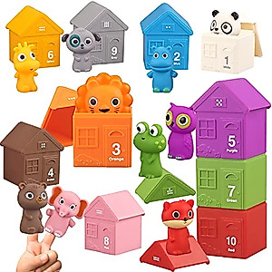 20 Pcs Farm Animals Toys for Toddlers 1-3 3-5 Kids Toys, Toddler Toys Ages 2-4 with Animal Finger Puppets and Barn Counting, Matching, Sorting & Stacking Toys, Birthday Gifts for Boys Girls