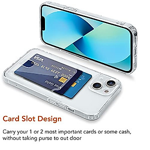 tharlet Compatible with iPhone 13 Wallet Clear Case with Card Holder, Non-Yellowing Phone Case, Precision Cut-Outs and TPU Bumper for Shock Absorption, Anti-Scratch Smudge-Proof (Matte Clear)