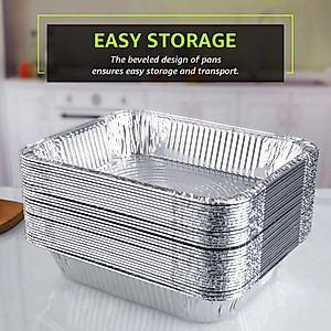 BIOCEAN Aluminum Pans 9x13 Inch 30 Pack, Extra Heavy Duty Foil Pans with Half Size Deep Steam Aluminum Tray Tin Foil Pans for Prepping Food, Storing Heating, Cooking, Baking, Roasting