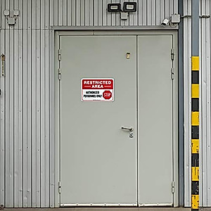 Sigo Signs Restricted Area Authorized Personnel Only Stop Sign, (2 Pack) 10x7 Inches, 4 Mil Vinyl Decal Stickers Weather Resistant, Made in USA by Sigo Signs