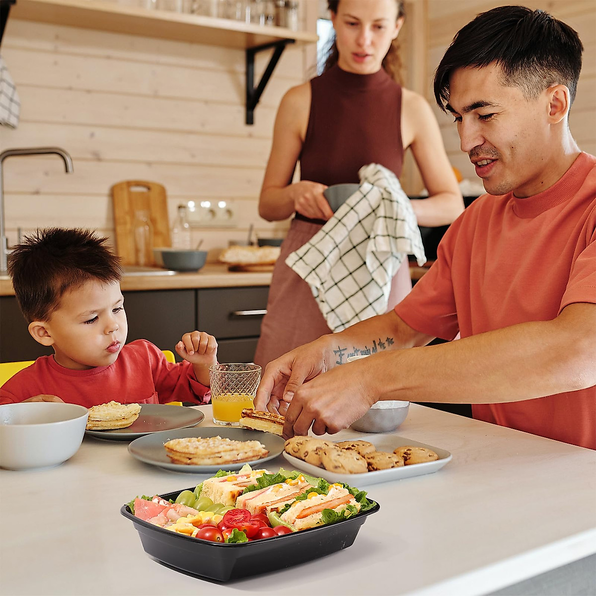 Glotoch Meal Prep Container Reusable,50Pack 32oz Plastic Food Prep Containers with Lids,BPA Free,Microwave, Dishwasher Safe Disposable To Go Containers for Food,Leftover,Single Compartment