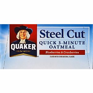 Quaker, Instant Steel Cut Oatmeal, Cranberries And Blueberries, 8 Ct