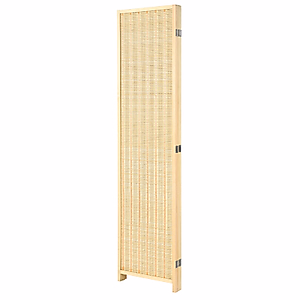 Giantex Bamboo Room Divider, 6 Ft Tall Freestanding Folding Privacy Screen, Wooden Room Separators Divider Wall, Portable Partition Boho 4 Panel Room Dividers for Home Office Bedroom Apartment Studio