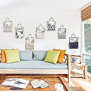 3 Pcs Wall Hanging Organizer Bags with Hooks,Waterproof Door Closet Storage Bags, Hanging Pockets, Linen-Cotton Storage Bags,Bedside Storage,Doorway Key Letter Storage