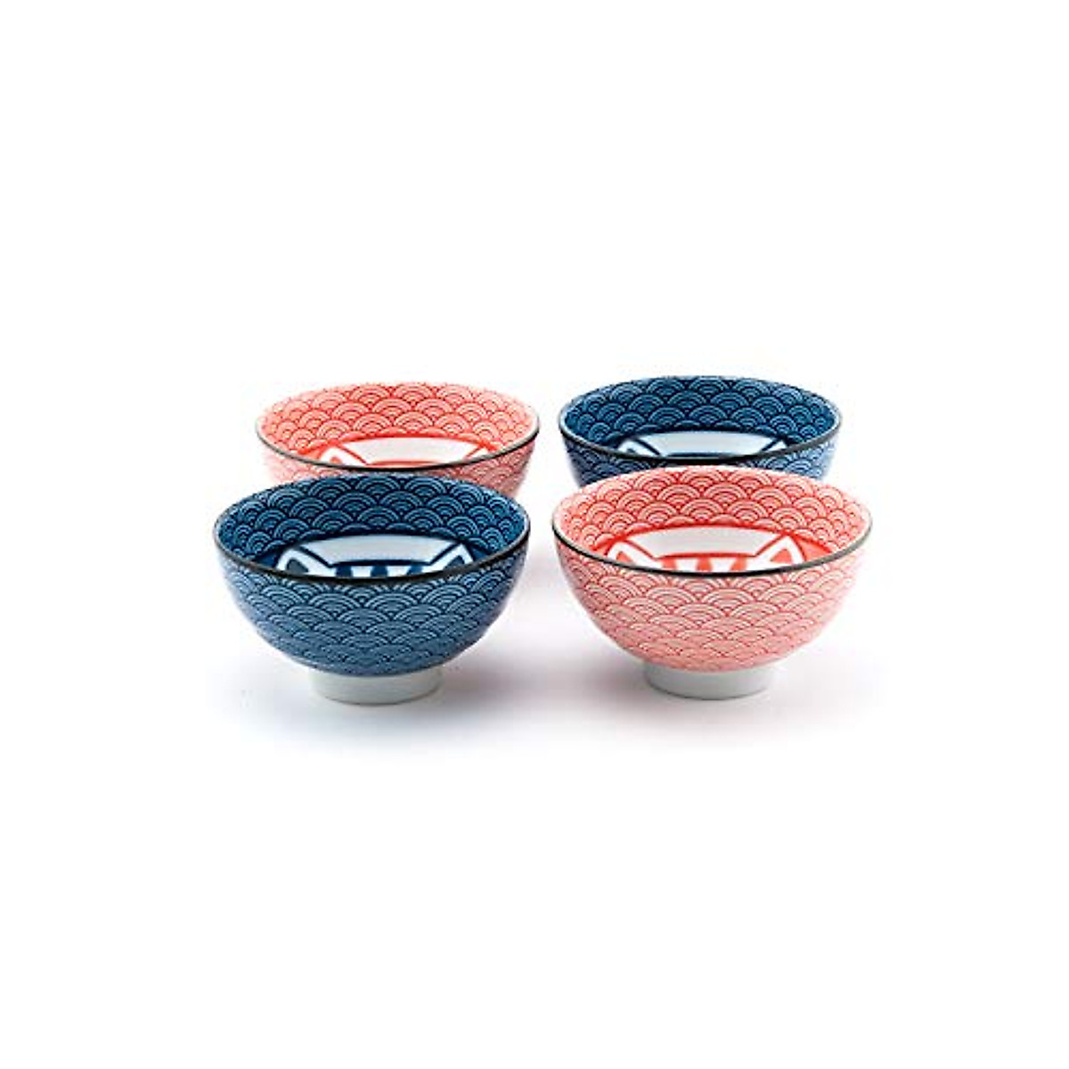 Fuji Merchandise Japanese Porcelain Multi Purpose 4.5" Diameter Bowl Set of 4 Maneki Neko Lucky Cat Meow Gift Set Made In Japan