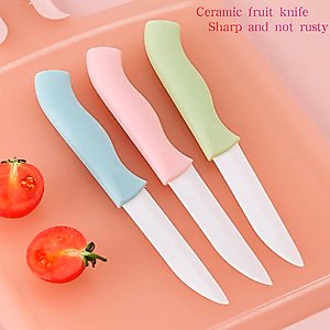 ANTAOCI Household and Outdoor Chef's Knives, 3 Piece 3-inch Ceramic Knife Sets with Protective Sleeves, Vegetarian Knives and Paring Knives