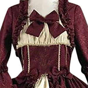Bokeley Womens Gothic Dress Maid Princess Ruffles Skirts Bowknot Anime Party Cosplay Halloween Costumes (M, Wine Red)