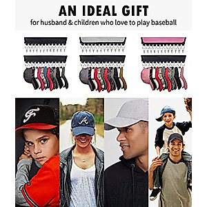 Hat Rack for Baseball Caps, 2 Pack Hat Organizer Holder for Hanger & Room Closet Display, 24 Hat Storage Clips for Hang Ball Caps Winter Beanie & Accessories(Black+Black)