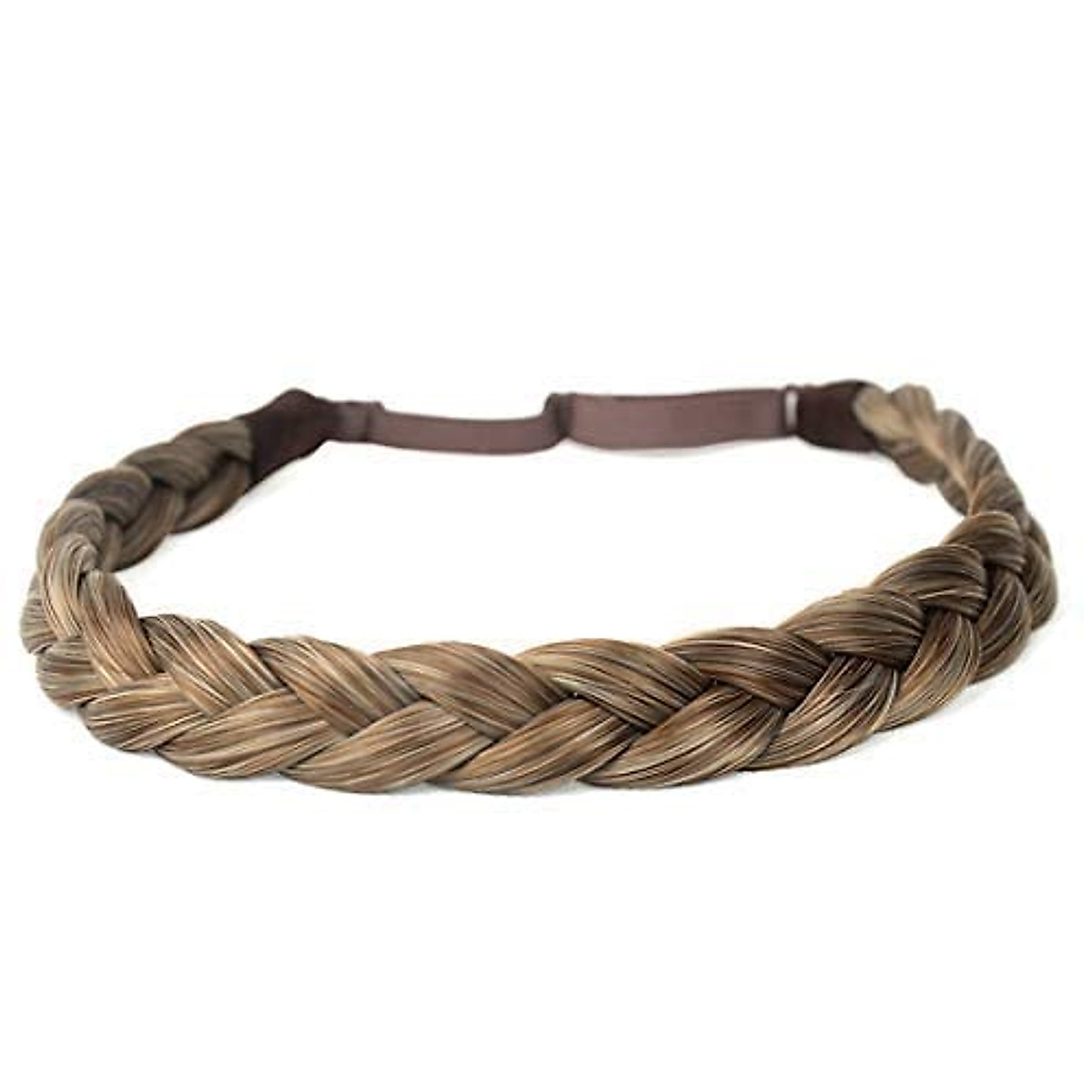 DIGUAN Synthetic Hair Braided Headband Classic Chunky Wide Plaited Braids Elastic Stretch Hairpiece Women Girl Beauty accessory, 55g aHairBeauty (#Caramel Blonde)