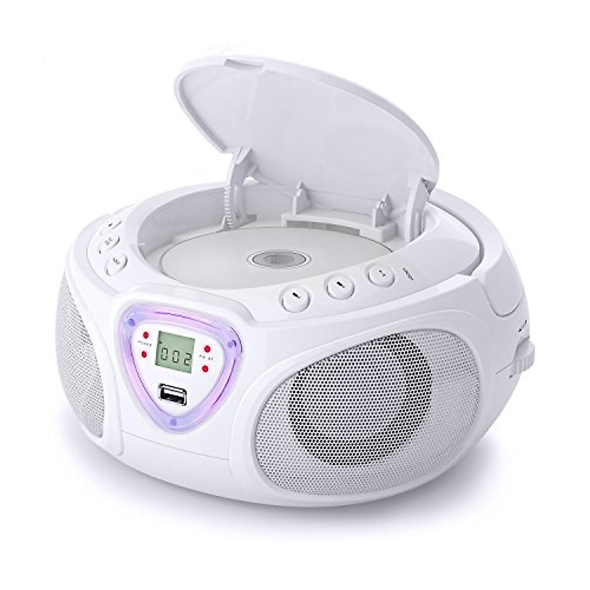 AUNA Roadie KIDS Boombox, Top loading CD Player, Bluetooth Connectivity for Smartphones, Easy AUX, USB, Radio and MP3 Connectivity, Portable, Plug in or Battery Powered, LED Display