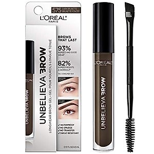 L’Oréal Paris Unbelieva-Brow Longwear Waterproof Tinted Brow Gel, Smudge-resistant, Transfer- Proof, Quick Drying, Easy and quick application with precise brush, Dark Brunette, 0.15 fl. oz.