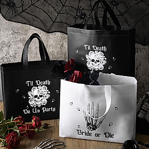 Wesnoy 12 Pcs Bride or Die Bachelorette Party Gift Bag Till Death Do Us Party Tote Bag with Handle Reusable Skeleton Bridesmaid Bag for Wedding Bachelorette Bridal Shower Supplies 11.8 x 3.9 x 9.8Inch