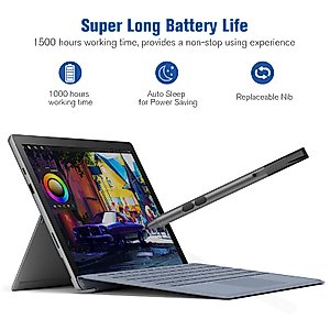 Pen Stylus for Surface Pro 11/10/9/8/X/7+/6/5/4/3/Surface 3, Surface Go 3/2/1, Surface Laptop/Studio/Book 4/3/2/1 with Palm Rejection, 1024 Levels Pressure, 2500h Working Hours