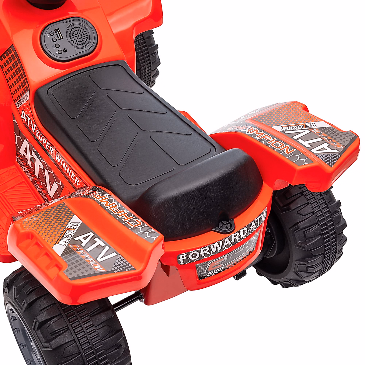 Aosom Kids ATV Four Wheeler Ride on Car, Motorized Quad, 6V Battery Powered Electric Quad with Songs for 18-36 Months, Red