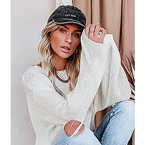 Baseball Hat New-York Distressed-Adjustable-Strapback - Washed Twill Dad Hat Unisex Black