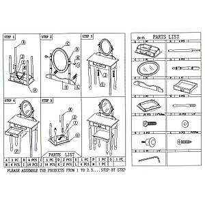 Frenchi Home Furnishing Vanity Set with Stool and Mirror