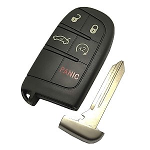 Smart Key Fob Case Shell Fit for Dodge Charger Challenger Dart Durango Journey Chrysler 300 Jeep Grand Cherokee 5 Buttons Replacement Keyless Entry Remote Key Fob Cover Housing (Black)