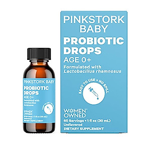 Pink Stork Baby Probiotic Drops, Newborn, Infant & Toddler Probiotics to Help Aid Digestion and Constipation Support, Newborn Essentials - 1 fl oz, 2 Month Supply