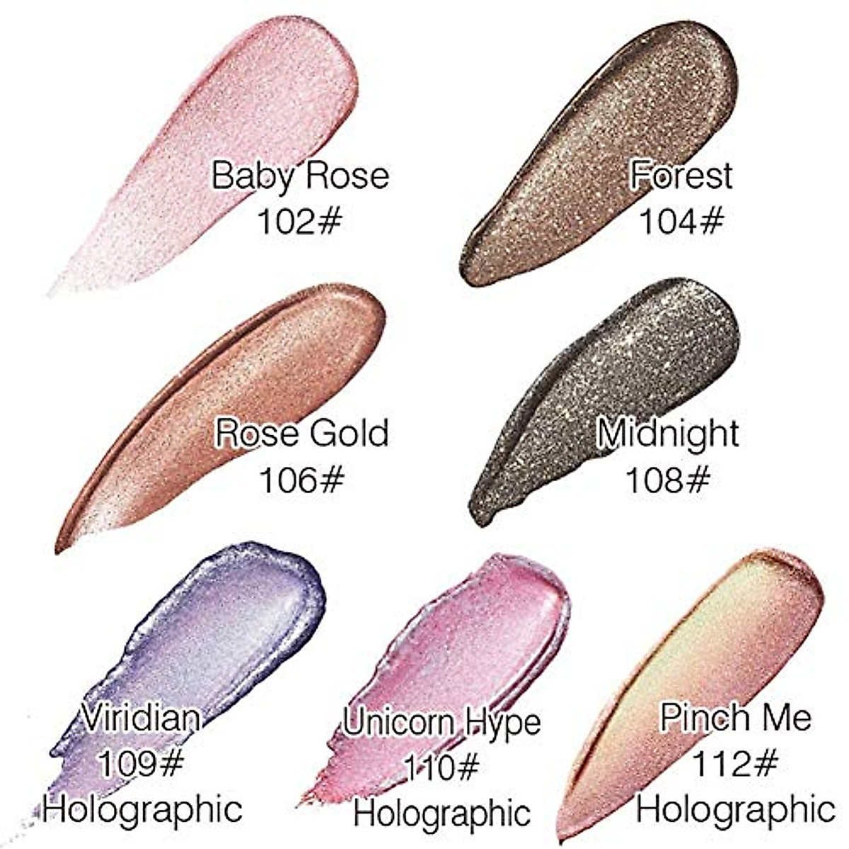 Ardorlove Metallic Glitter Eyeshadow Liquid, Shiny Liquid Eyeshadow Highly Pigmented, Long Lasting Liquid Metallic Eyeshadow, Metal Eye Shadow Liquid, Gift for Girls and Women -101