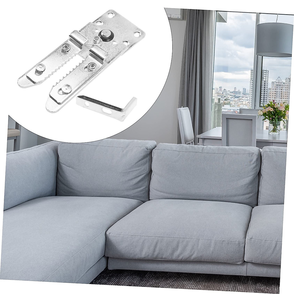 TIDTALEO 2pcs Sectional Connectors Interlocking Sectional Clips Handle Sectional Sofa Interlocking Sectional Sofa Parts Sectional Couch Connector Screws Holder Metal Armrest Iron