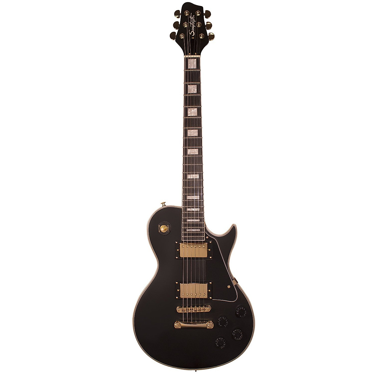 Sawtooth Heritage Series Maple Top Electric Guitar, Satin Black